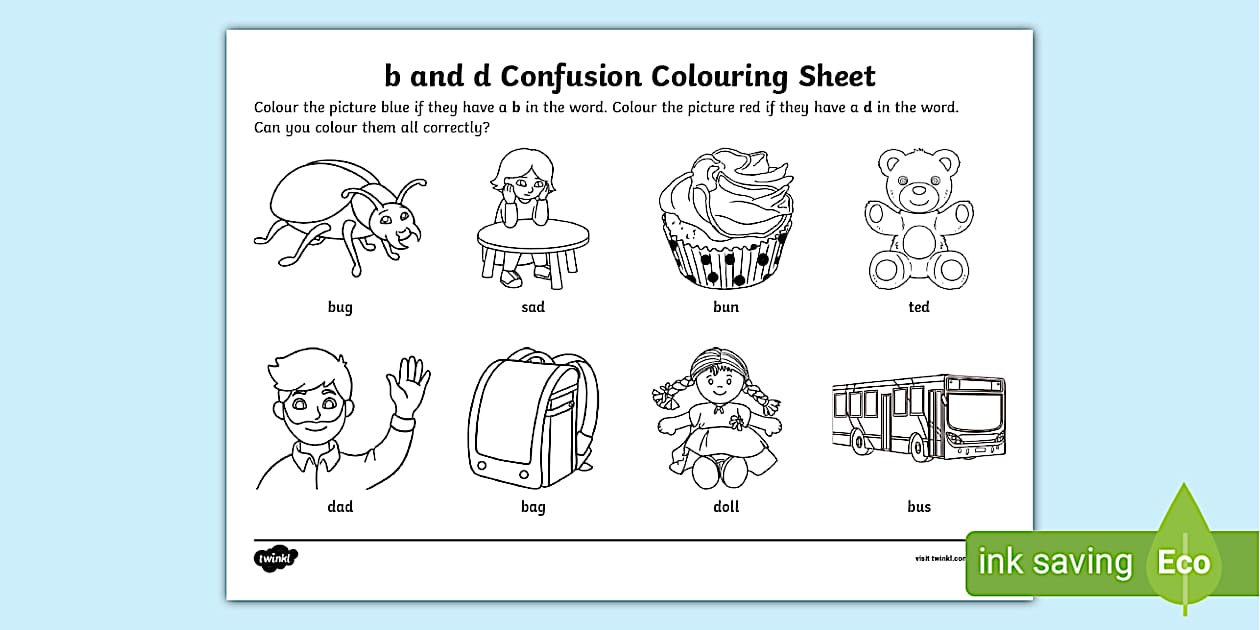 b and d Confusion Colouring Sheet (teacher made) - Twinkl