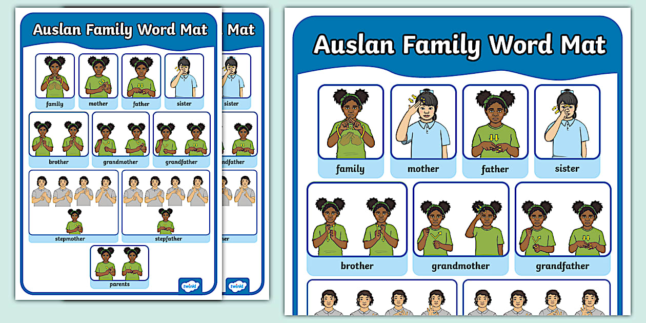 Auslan Family Word Mat (teacher made) - Twinkl