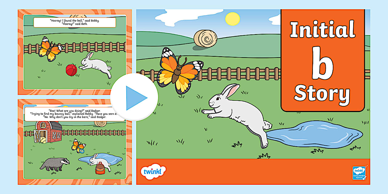 Initial b Story PowerPoint - Initial Sounds - Educational