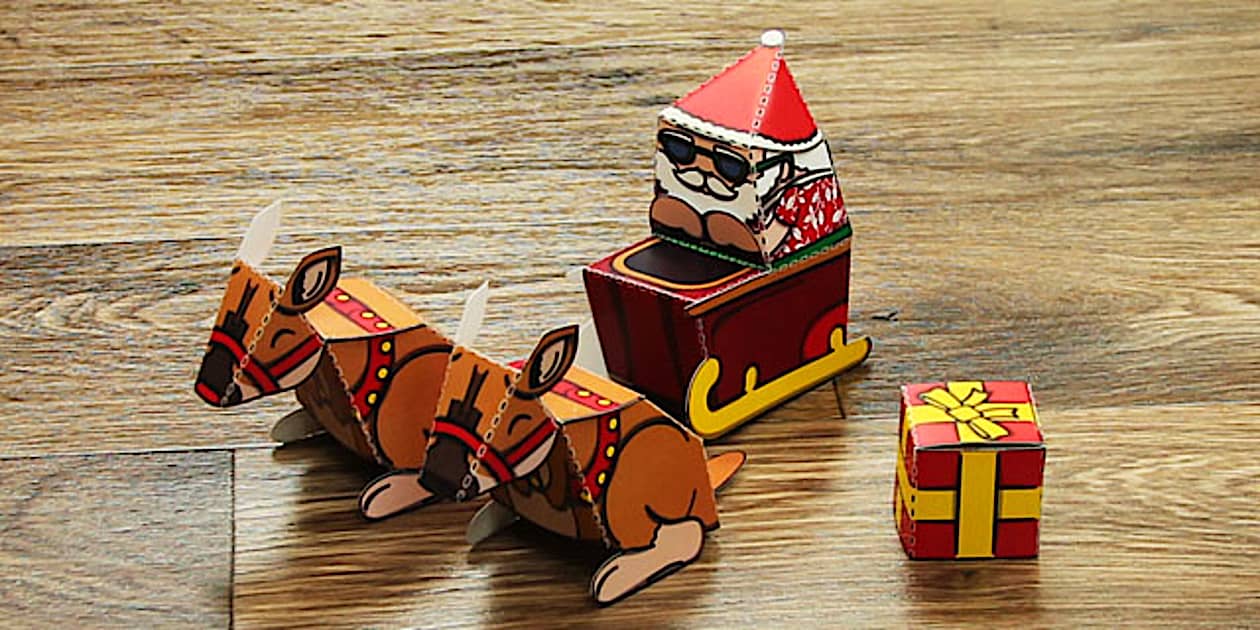 Summer Santa Paper Model Set (teacher made) - Twinkl