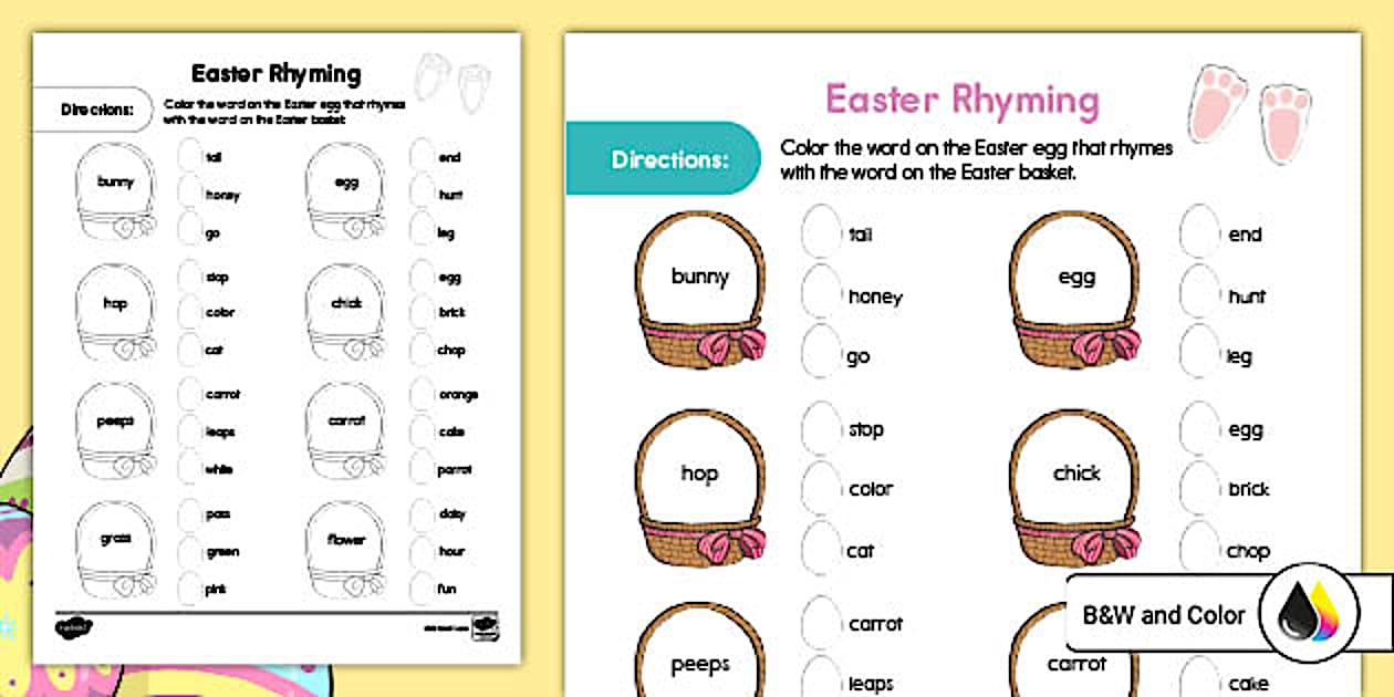 Easter Rhyme Worksheet | Printables | Twinkl USA - Twinkl