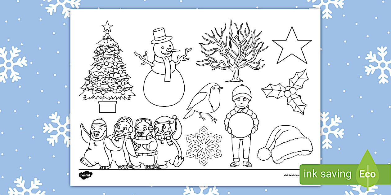 December Doodle Colouring Page (teacher made) - Twinkl