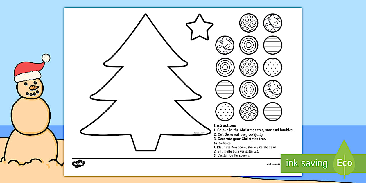 Christmas Tree Cutting Skills Worksheet / Worksheet - Twinkl