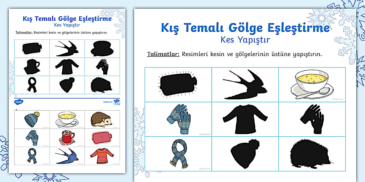 Kış Temalı Kes Yapıştır Gölge Eşleştir Etkinliği