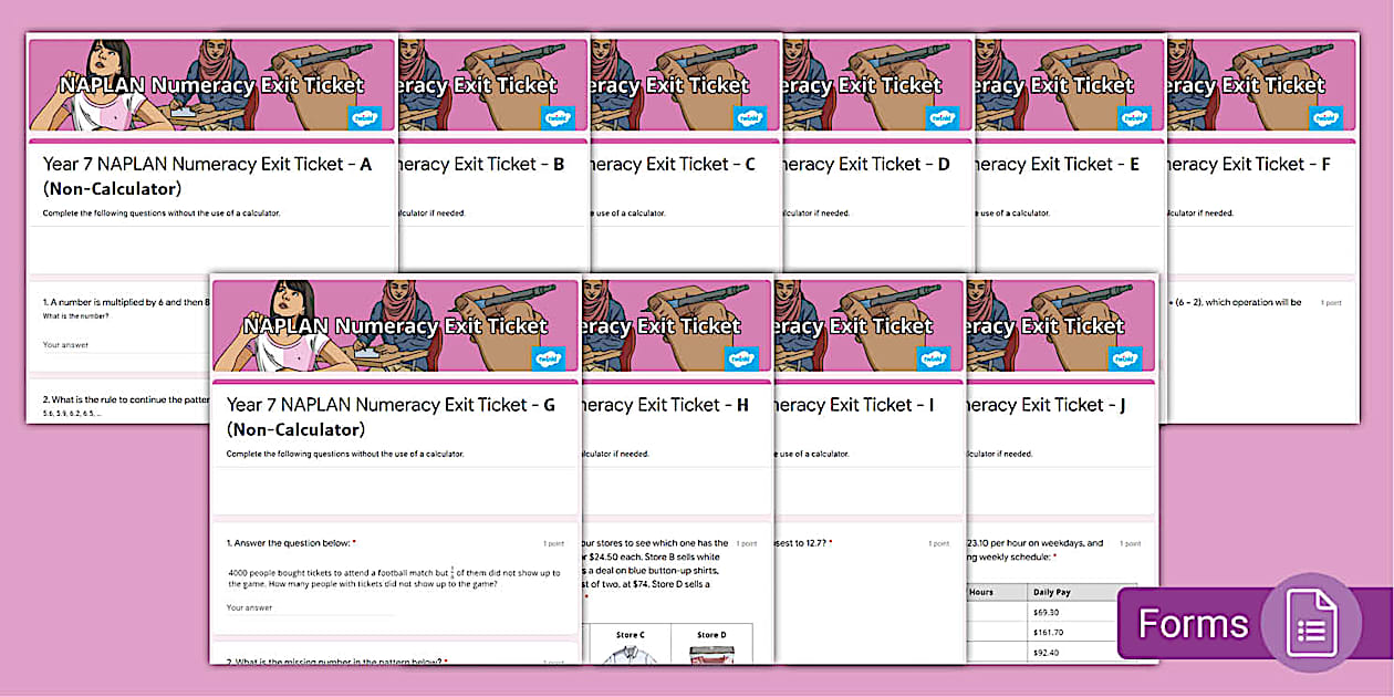 Year 7 NAPLAN Numeracy Exit Tickets - Google Forms - Beyond