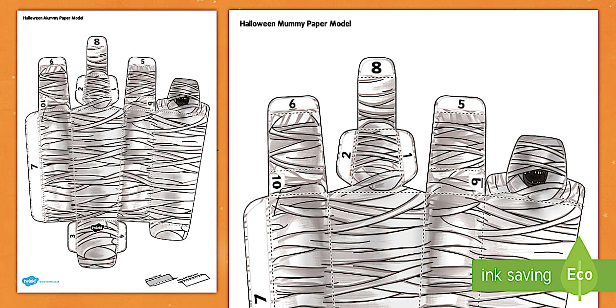 3D Halloween Mummy Paper Model (teacher made) - Twinkl