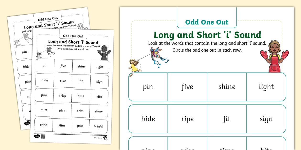 Long and Short 'i' Sound Odd One Out Worksheet
