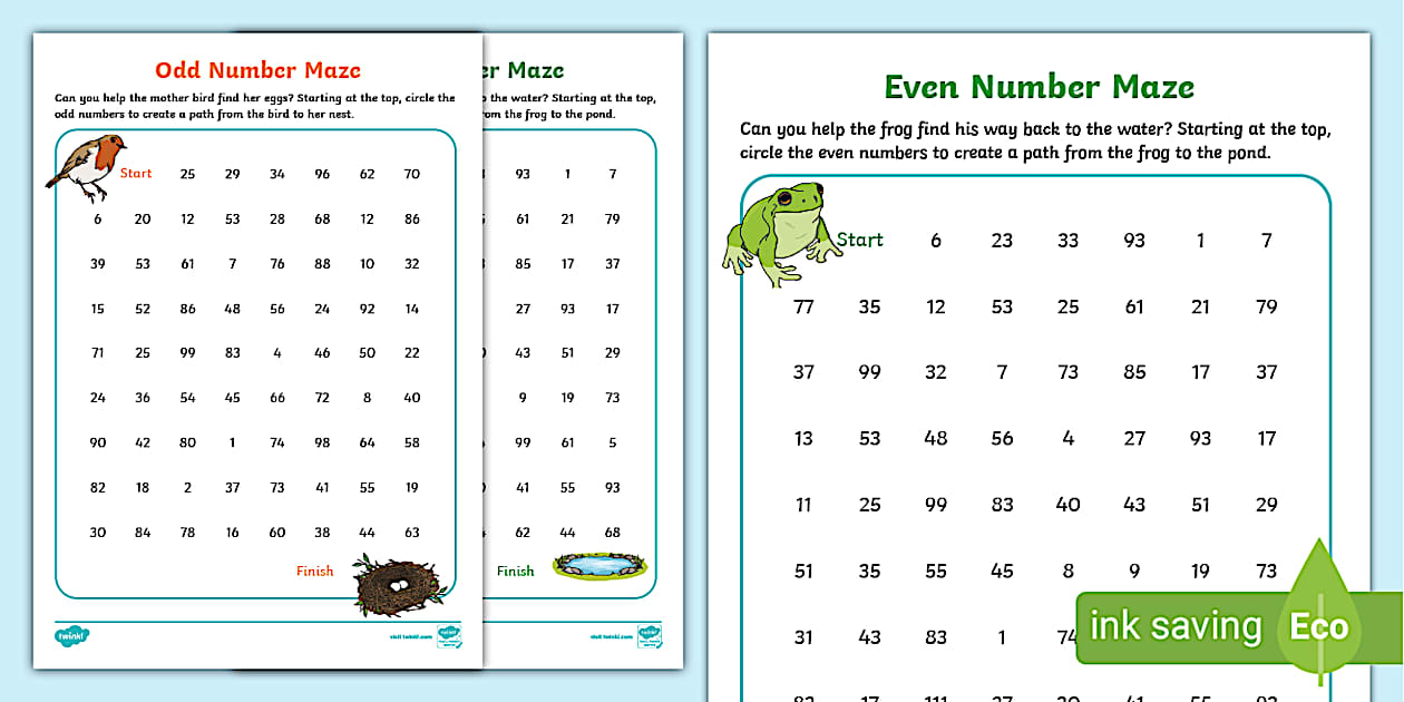 👉 Odd and Even Number Mazes (teacher made) - Twinkl