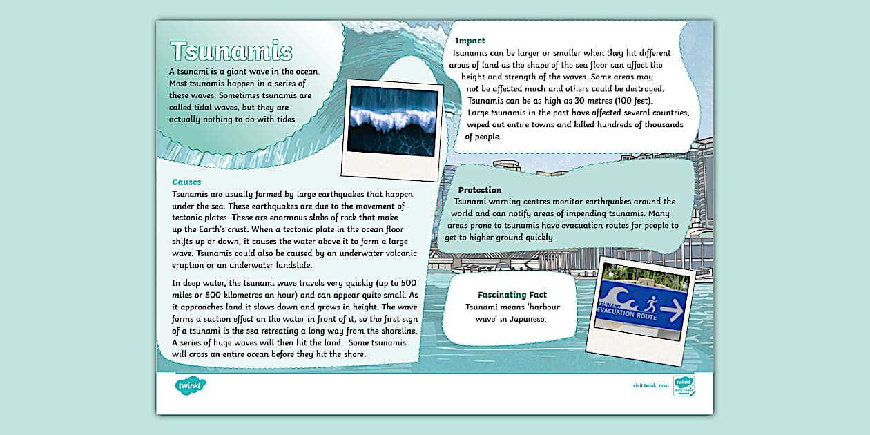 KS2 Tsunami Fact File - Geography - Extreme Weather - Twinkl