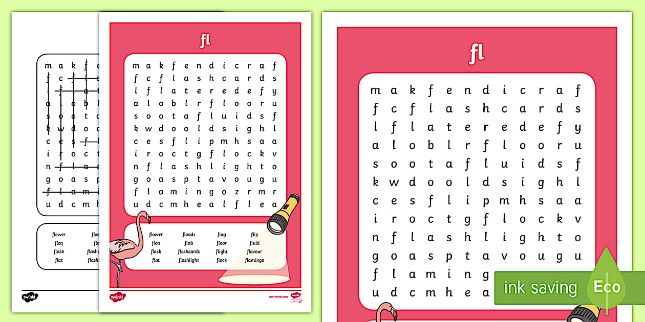 NSW 'fl' Consonant Blend Differentiated Word Search