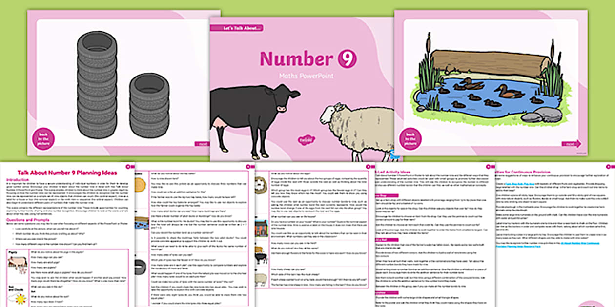 Talk About Number 9 Maths PowerPoint and Planning Ideas