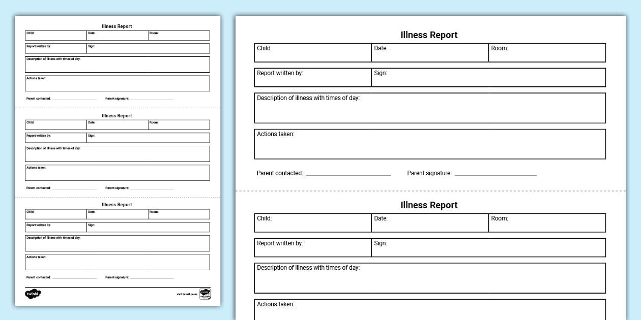 Illness Report ECE (Hecho por educadores) - Twinkl