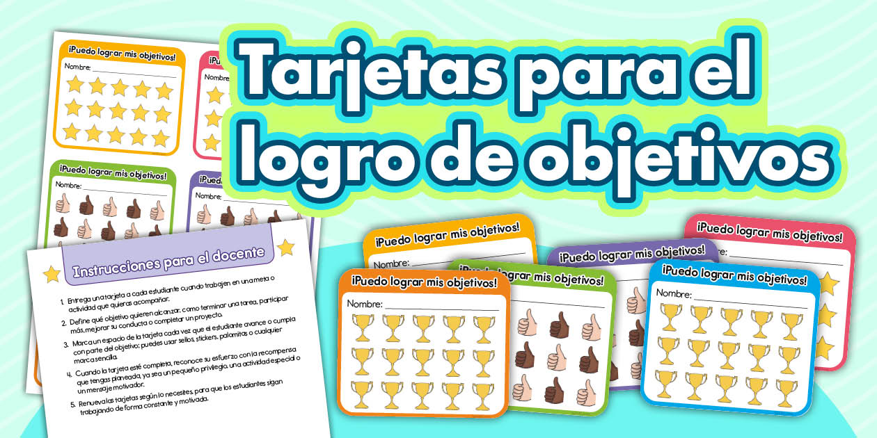 Tarjetas para logro de objetivos - motivacionales