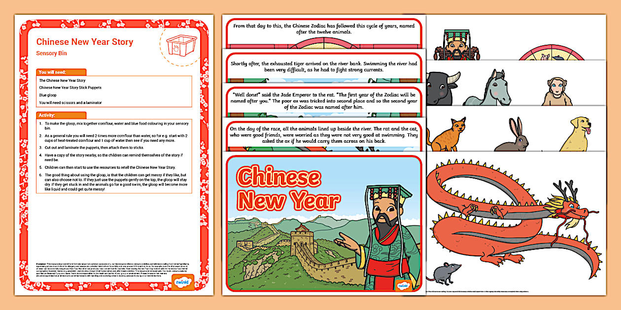 Chinese New Year Story Sensory Bin and Resource Pack