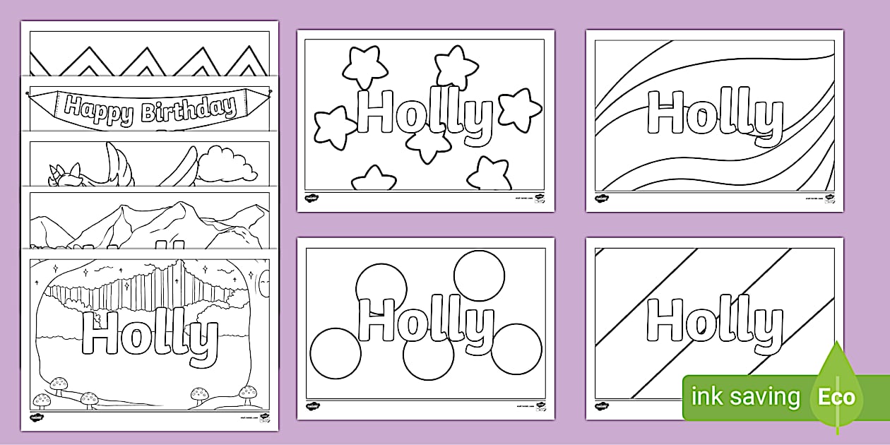 Holly Name Simple Colouring Activity Sheets (teacher made)