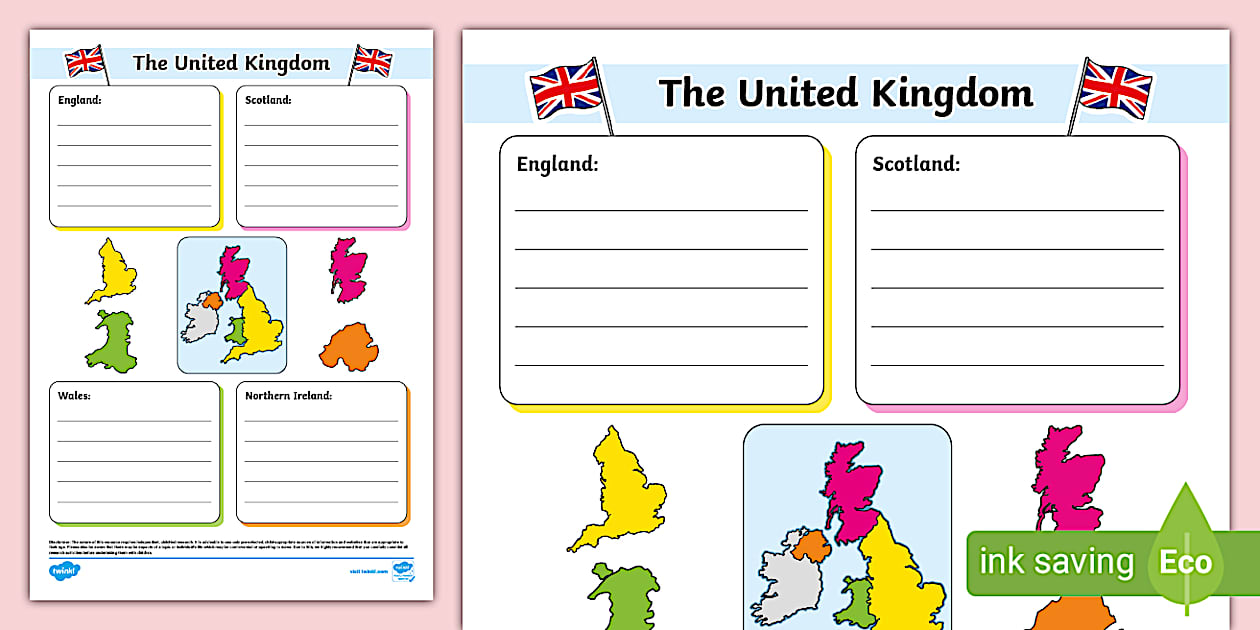 UK Fact File Template, The United Kingdom Writing Frame
