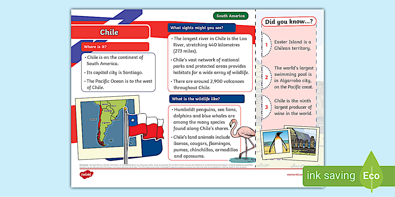 KS1 Chile Fact File (teacher made) - Twinkl