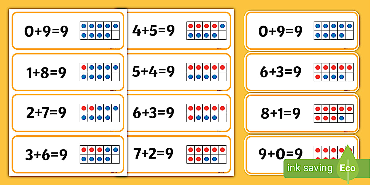 👉 Number Bonds to Nine Flashcards (teacher made)