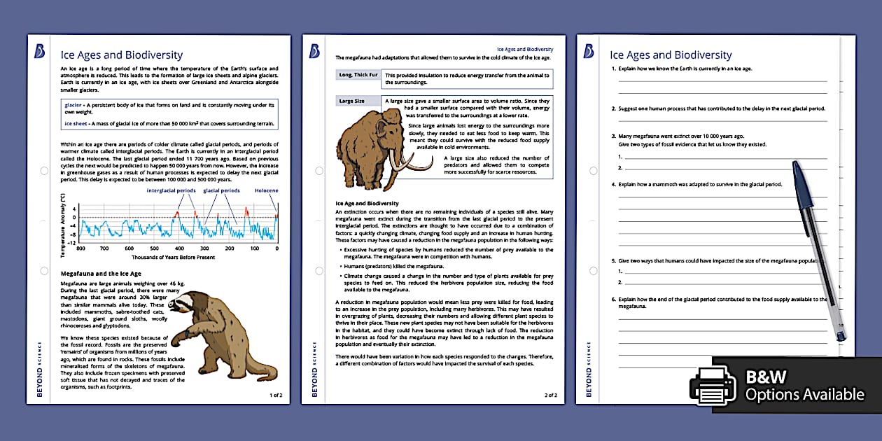 Ice Age Reading Comprehension | KS4 Biology | Beyond