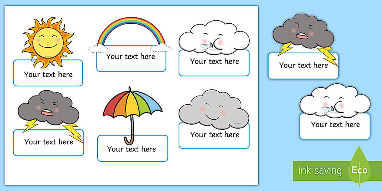 Editable Weather-Themed Self-Registration Labels - Twinkl
