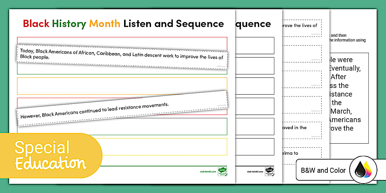 Black History Month Listen & Sequence for 5th Grade Level