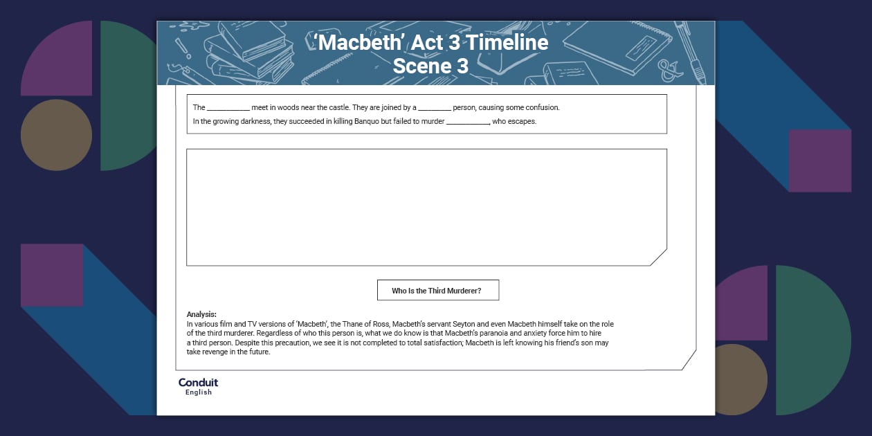 Macbeth Act 3 Scene 3 Timeline Activity Sheet (teacher made)