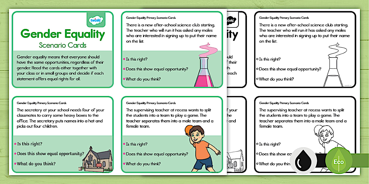 Gender Equality Scenario Cards (Teacher-Made) - Twinkl