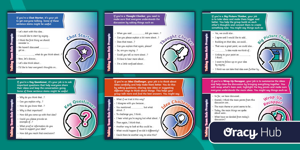 LKS2 Talking Team Roles Oracy Prompt Cards (teacher made)