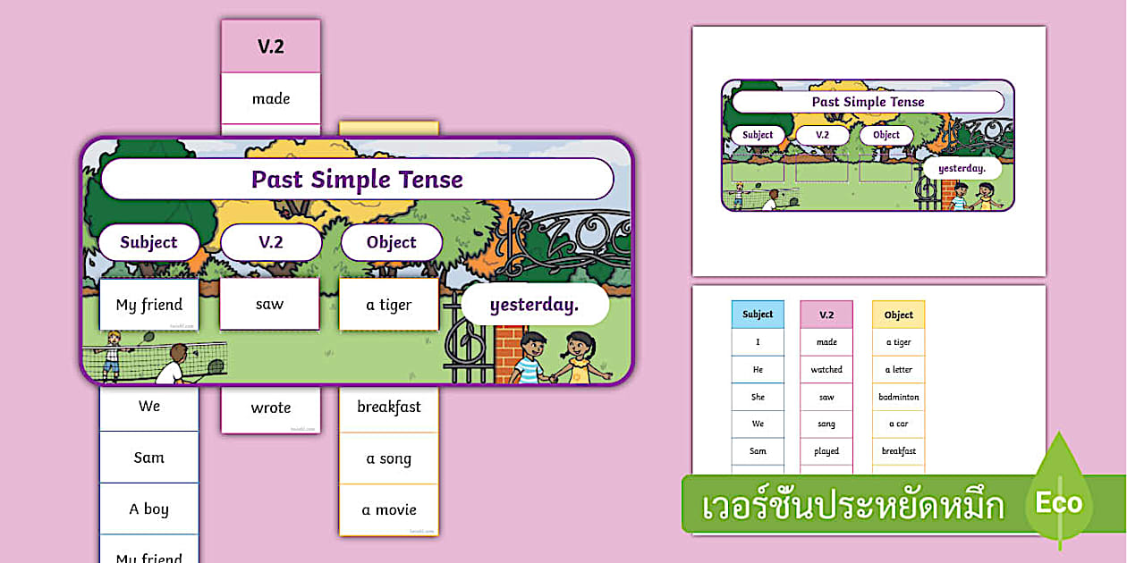 Past Simple Tense Examples and Practice - Sentence Sliders