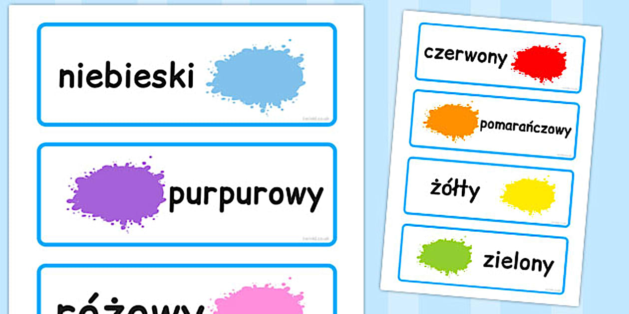 Editable Colour Word Cards Polish (teacher made) - Twinkl