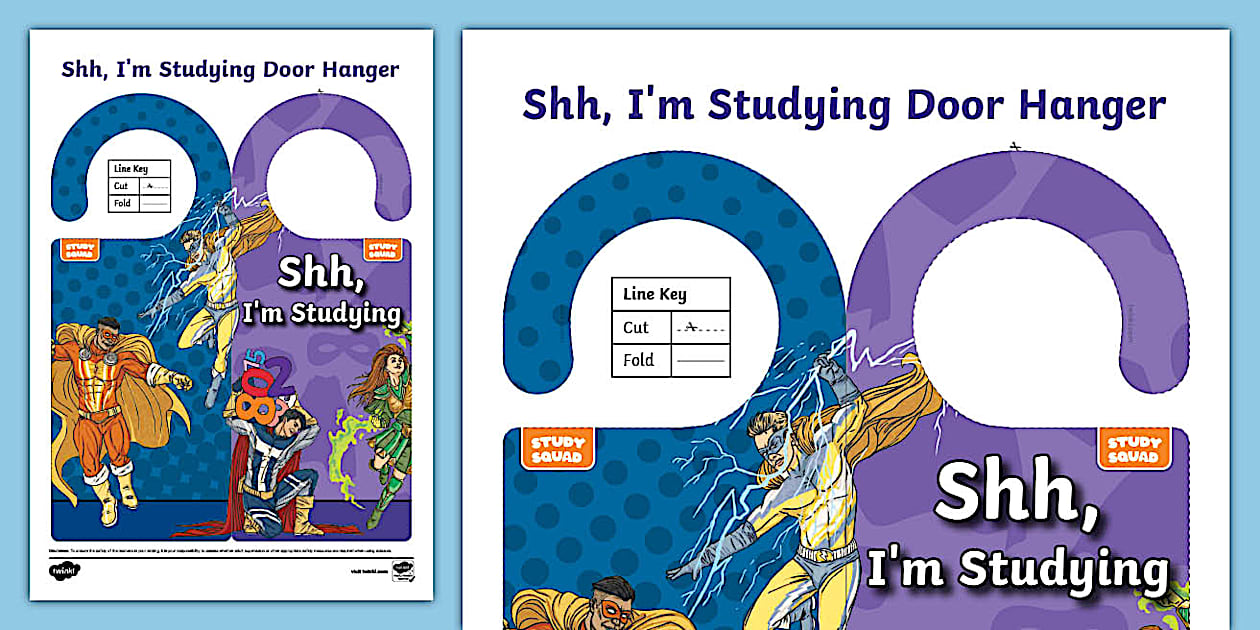 KS2 'Shh, I'm Studying' Door Hanger Worksheet (teacher made)