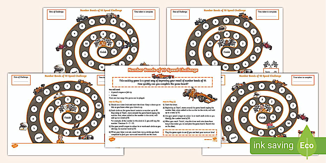 👉 KS2 Number Bonds of 10 Speed Challenge Activity Sheet