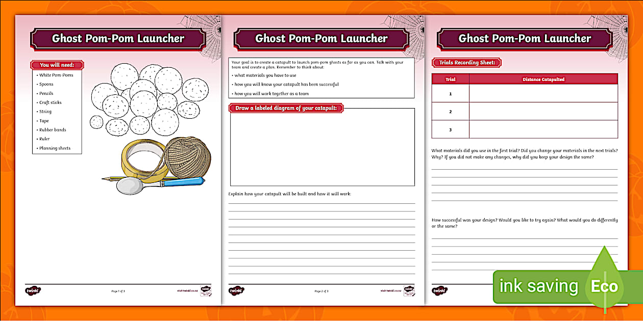 Ghost Pom-Pom Launcher STEAM Activity (Teacher-Made)