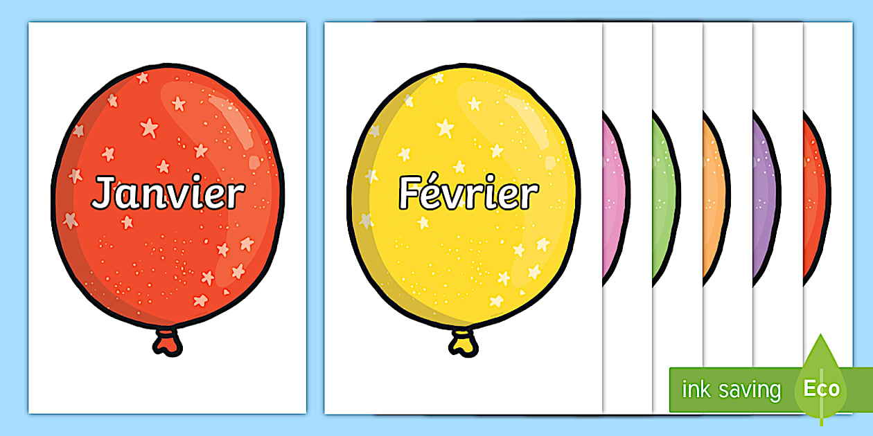 Editable Posters : Ballons avec les mois de l'année