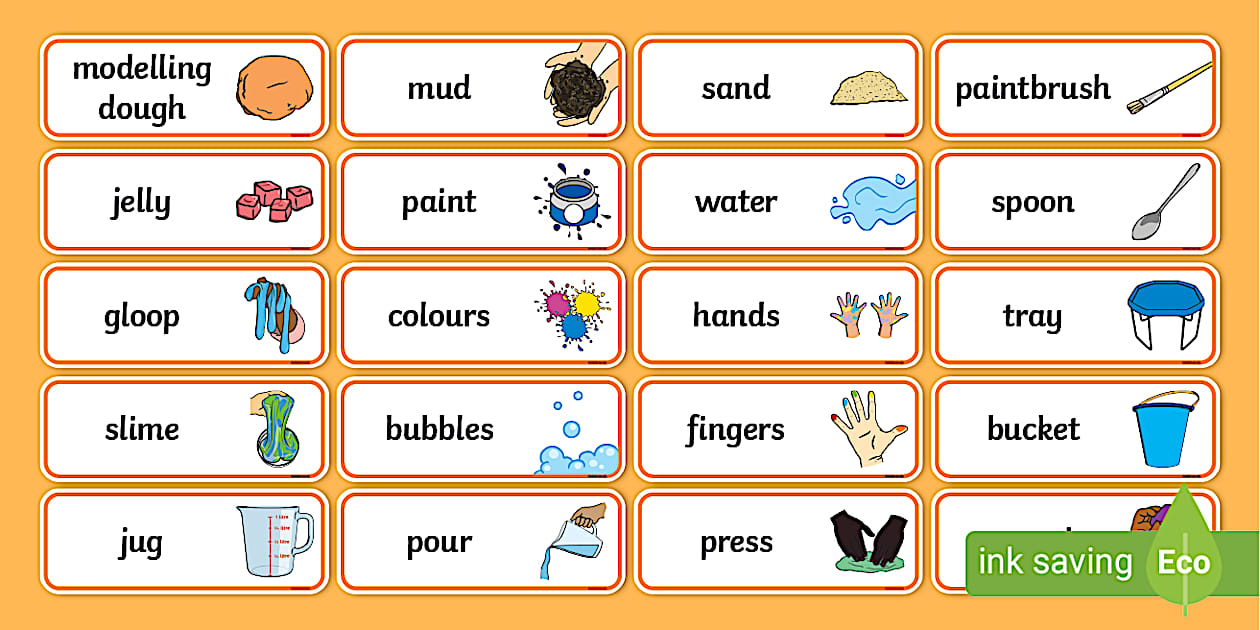 Messy Play Area Word Cards (teacher made) - Twinkl
