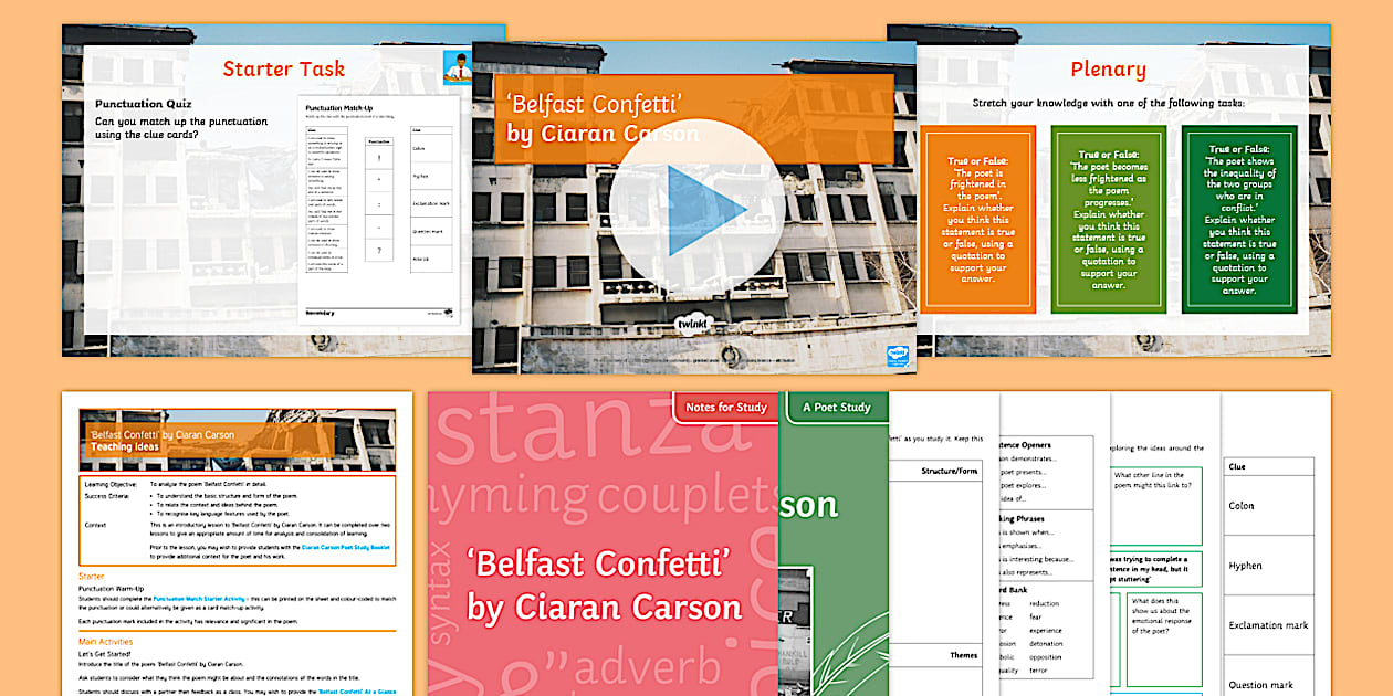 GCSE Poetry Lesson to Support Teaching on 'Belfast Confetti' by Ciaran ...