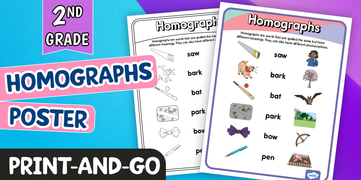 Homographs Poster for K-2nd Grade (teacher made) - Twinkl