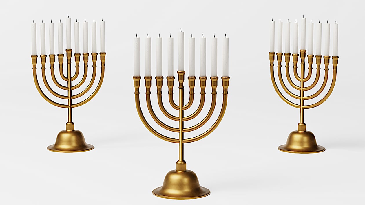 3D Model: Judaism - Hanukkiah (Hanukkah Menorah) - Twinkl
