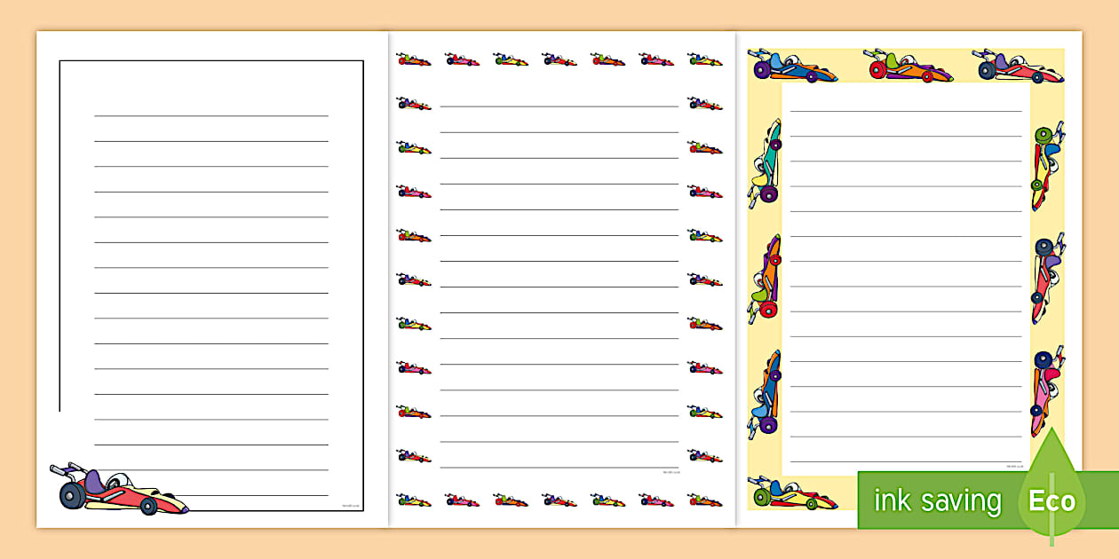 Racing Car Page Borders (teacher made) - Twinkl