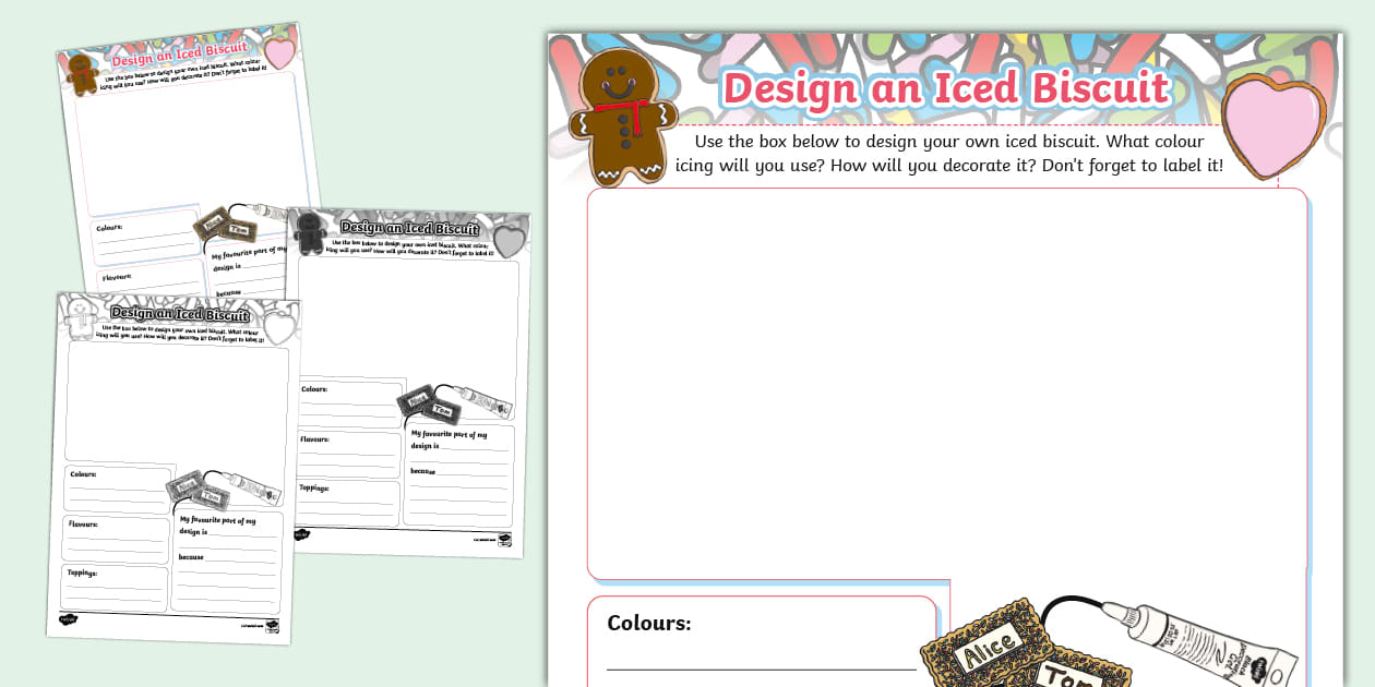 Design an Iced Biscuit Worksheet - DT Cooking - Twinkl