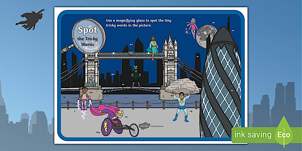Phase 2 and 3 Tricky Words Superhero Display Poster - Twinkl