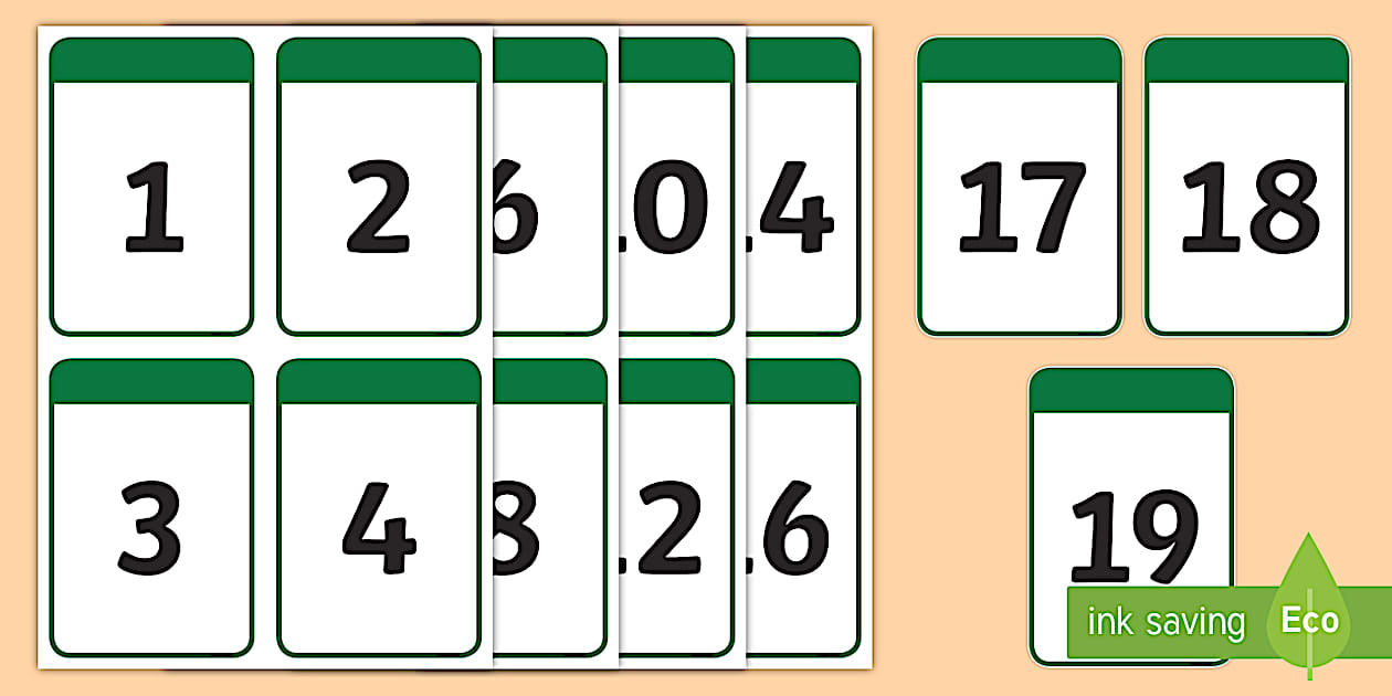 1-19 Number Cards (teacher made) - Twinkl