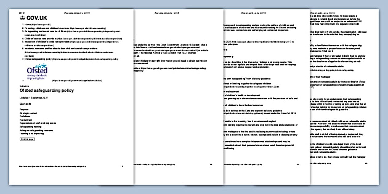 FREE! - Ofsted Safeguarding Policy | Twinkl (teacher made)
