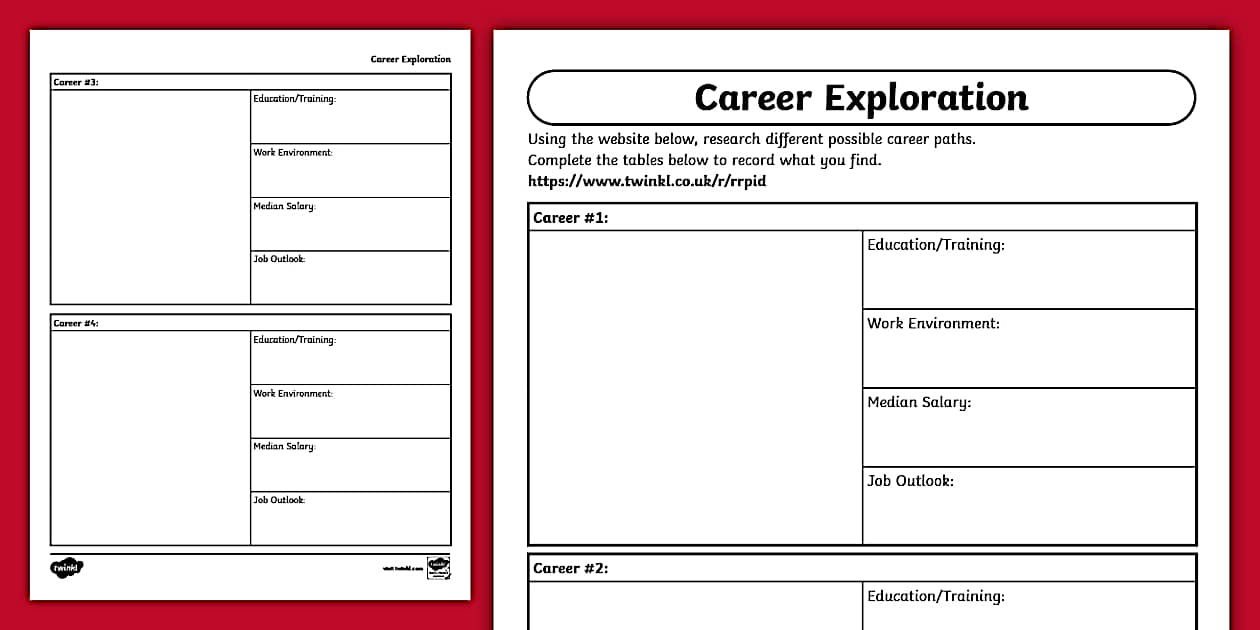 Career Exploration Worksheet for 3rd-5th Grade - Twinkl