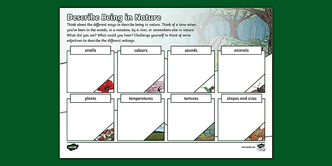 Nature Adjectives Worksheet (teacher made) - Twinkl