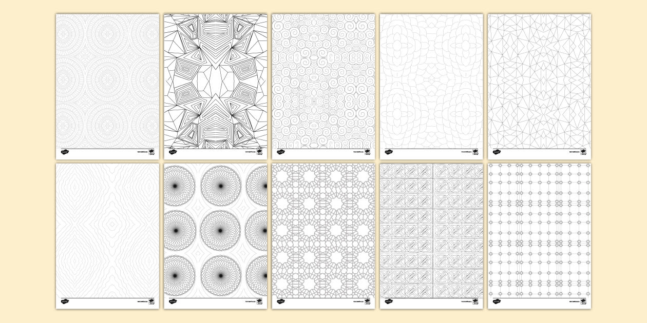 Geometric Patterns Colouring Sheet (teacher made) - Twinkl