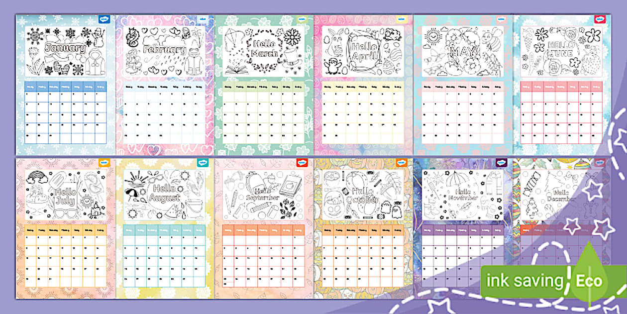 My First Colouring Calendar (teacher made) - Twinkl