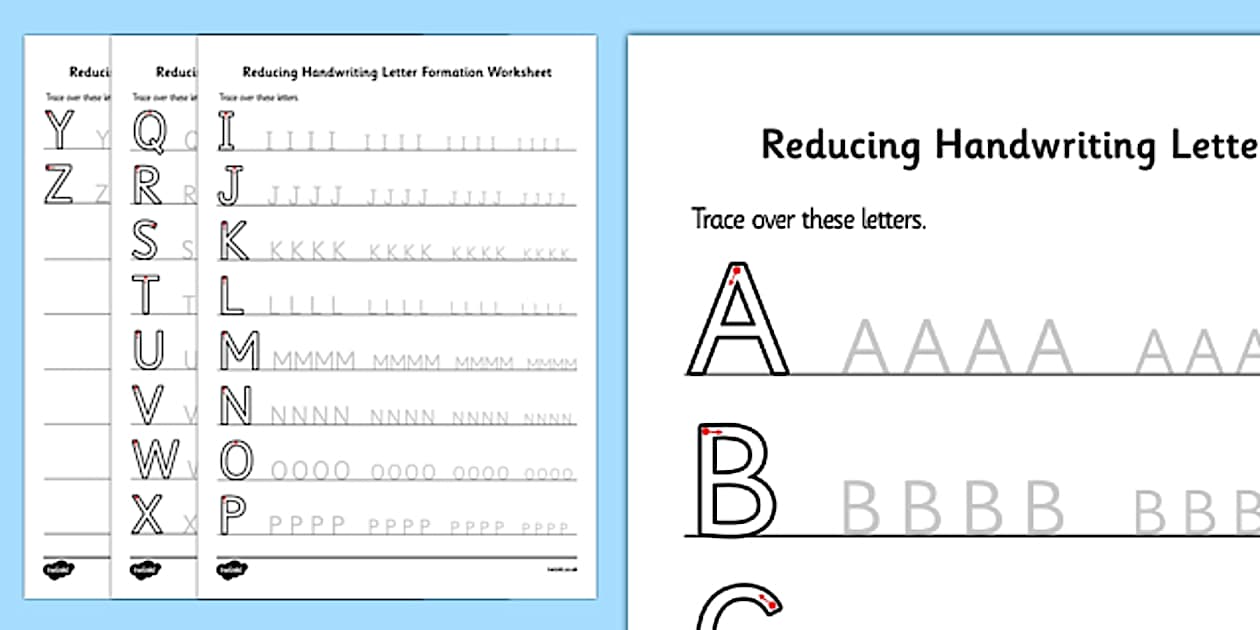 Reducing Handwriting Letter Formation Worksheets - ESL Handwriting ...