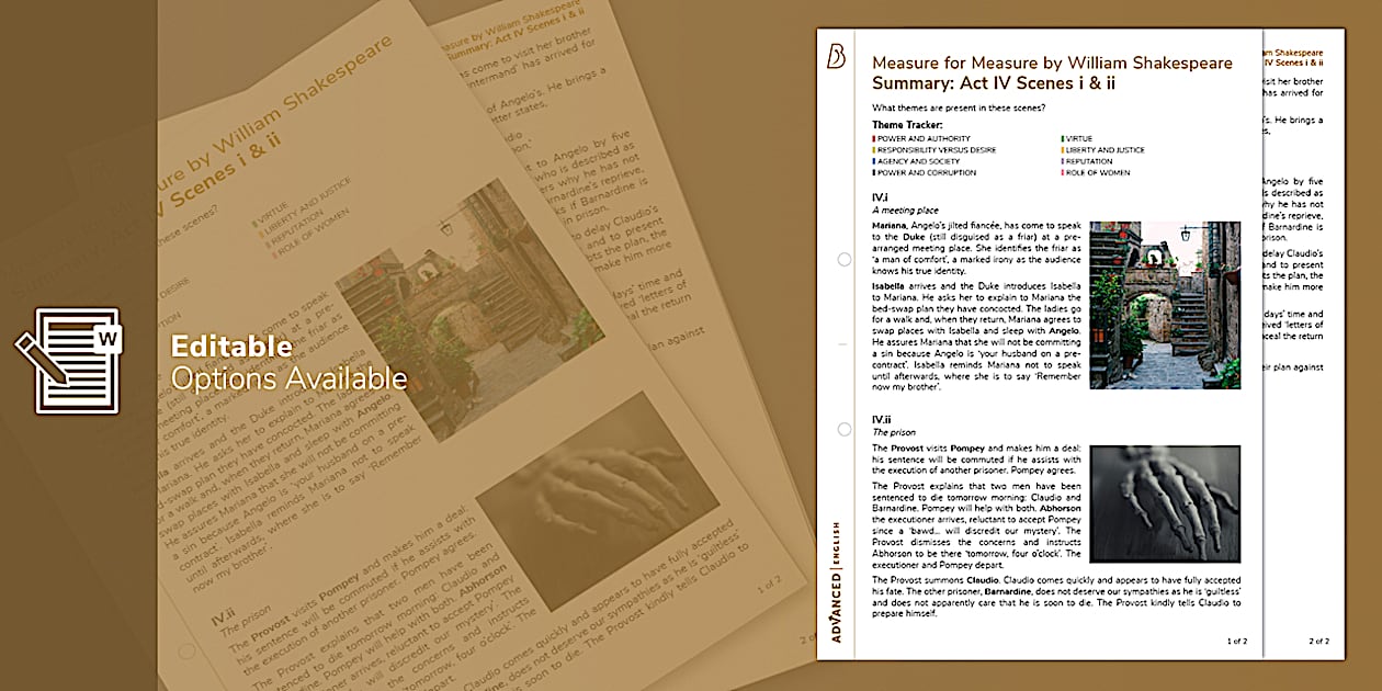 Measure for Measure: Act IV Scenes i & ii - Summary