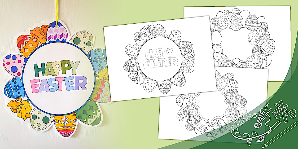 Easter Egg Wreath Colouring Activity Posters (teacher made)